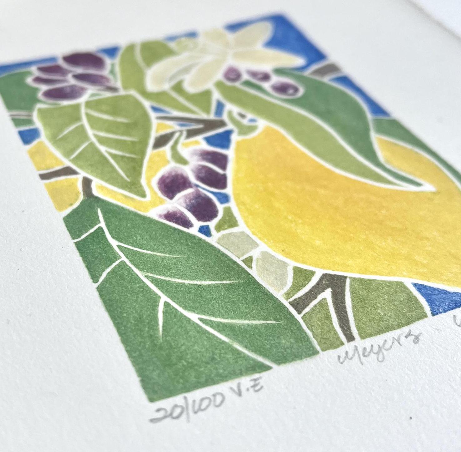 Lemon Woodblock Print,original Woodcut Artwork,handmade Blockprint ...