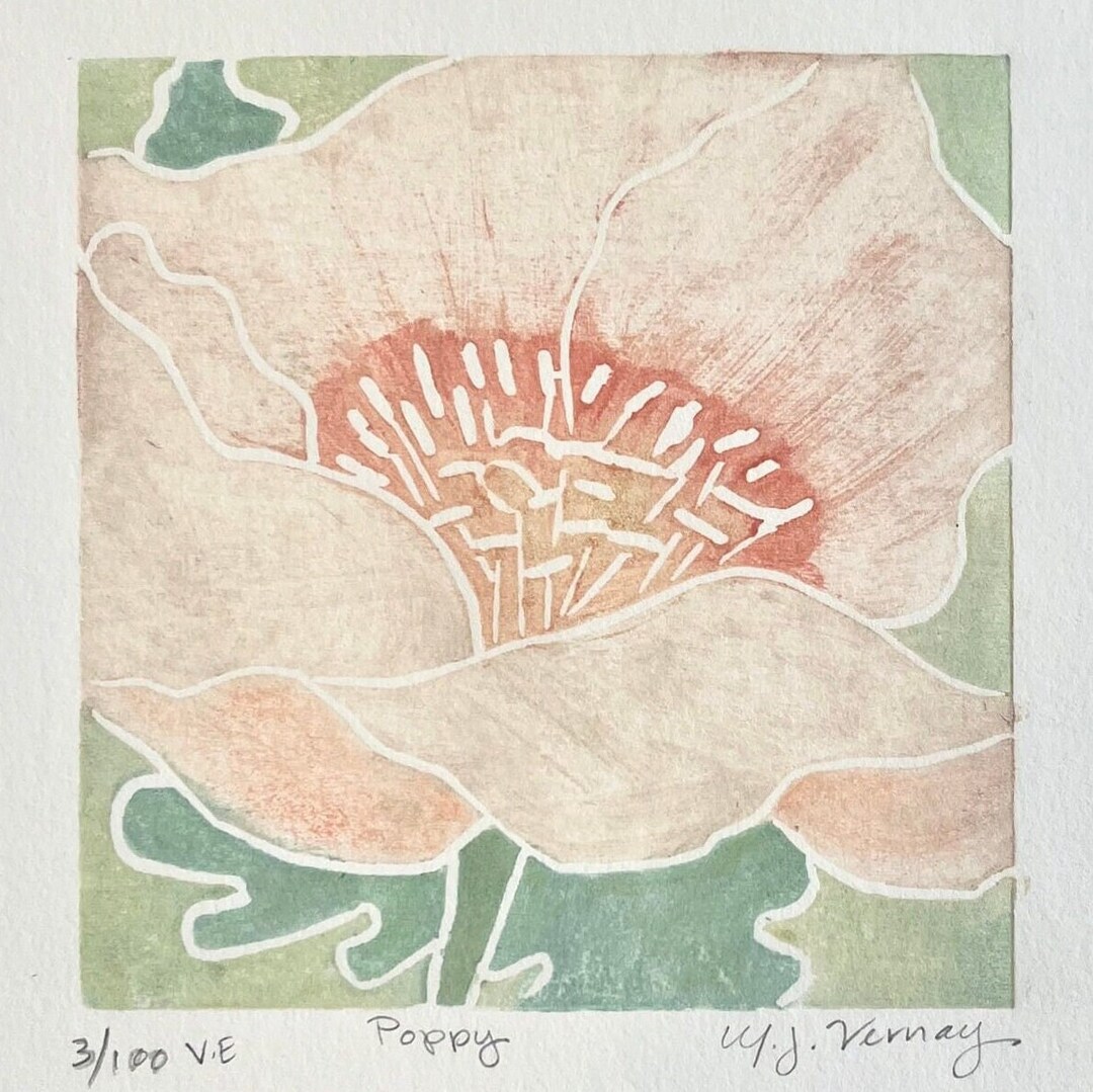 Poppy Print Wall Art,woodcut Art,woodblock Print,poppy Wall Decor ...