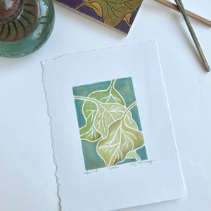 Autumn Leaves Woodcut Print,nature Woodblock,original Art White-line ...