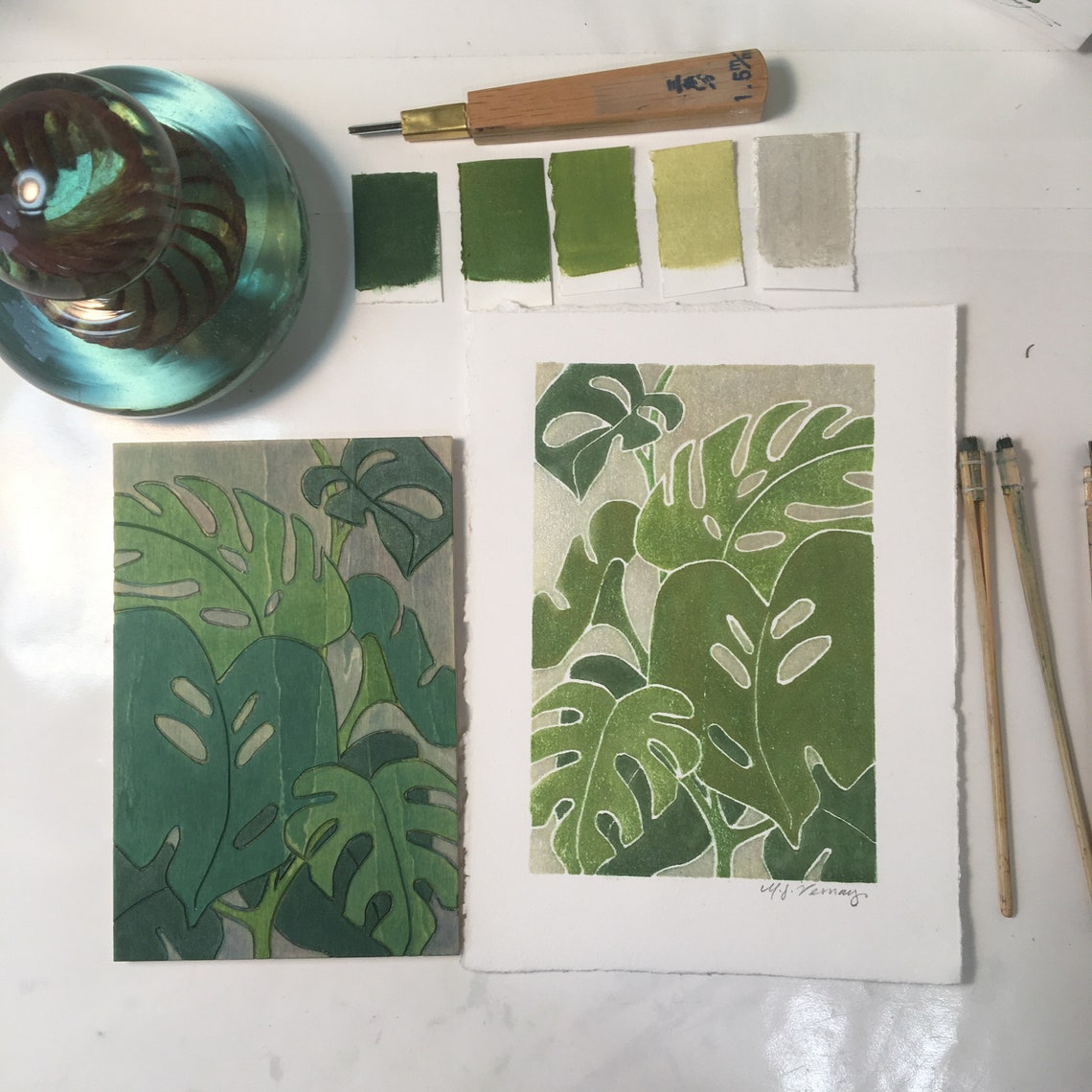 Monstera Deliciosa Woodblock Printmonstera Woodcut Handmade - Etsy