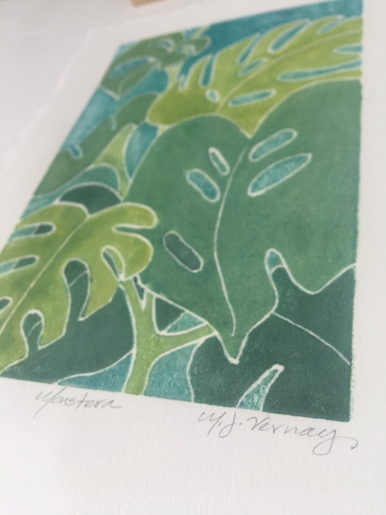 Monstera Deliciosa Woodblock Print,monstera Woodcut, Handmade ...