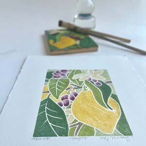 Citrus Art,woodblock Print,lemon Tree Art Original Woodcut,handmade Art ...
