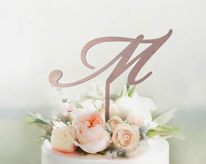 Monogram Cake Topper,rose Gold Monogram Cake Toppers,initial Cake ...