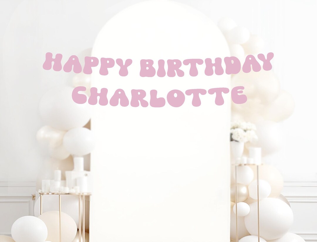 Happy Birthday Chubby Font, Cute Birthday Party Decor, Custom Sign ...