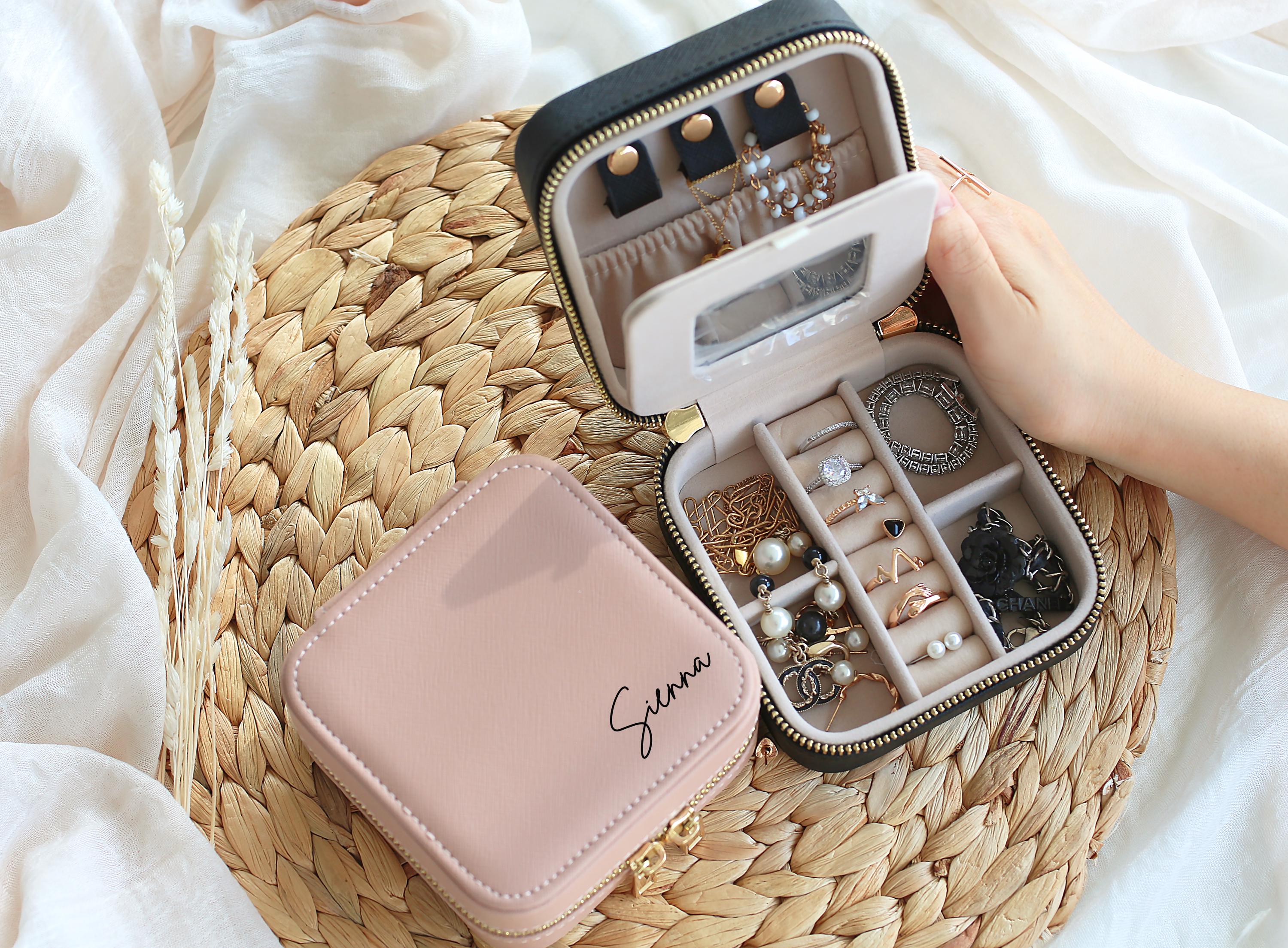 Personalized Leather Jewelry Case, Leather Jewelry Box, Leather Travel ...