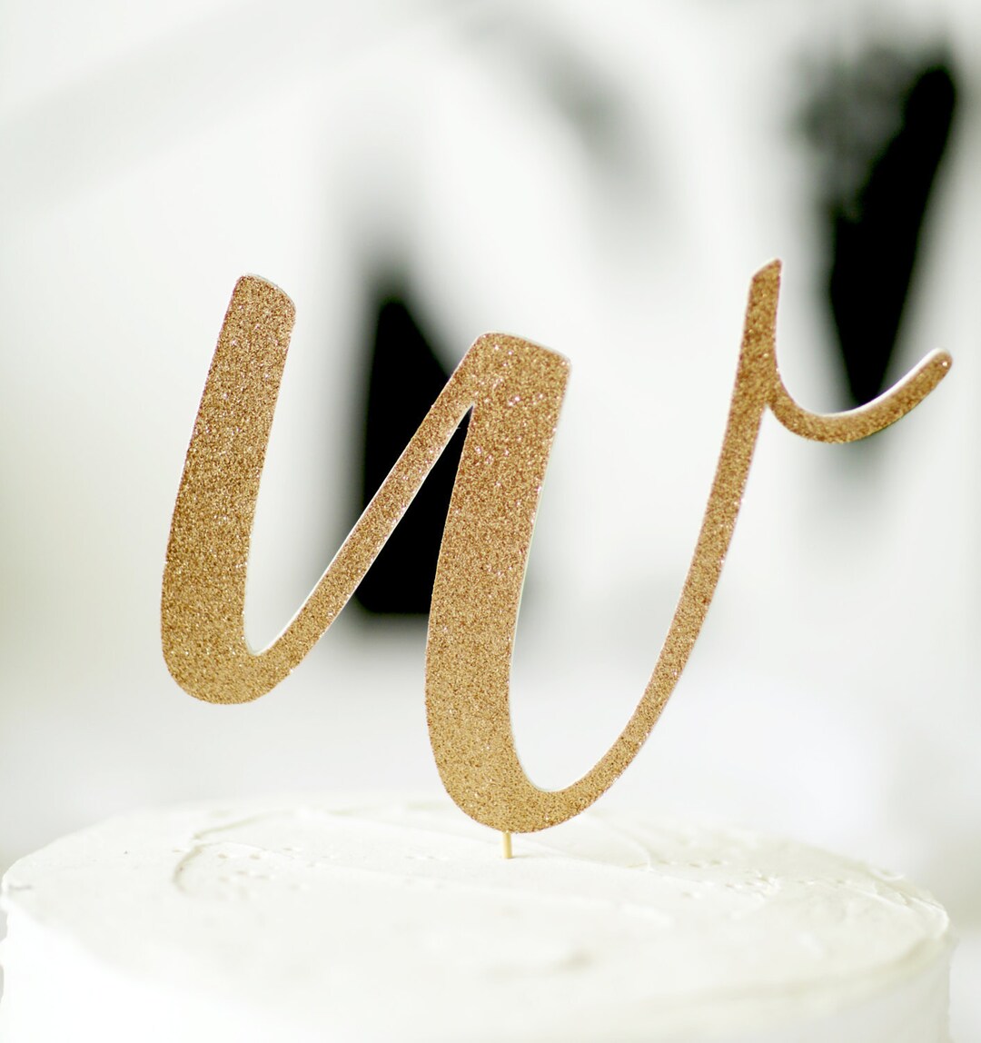 Calligraphic Font Glitter Cake Topper,personalized Monogram Topper ...