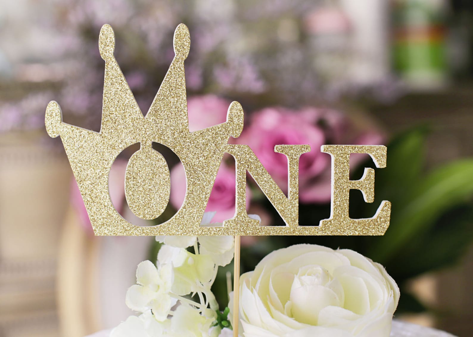 ONE Cake Topper Glitter Cake Toppergold Cake Toppers - Etsy