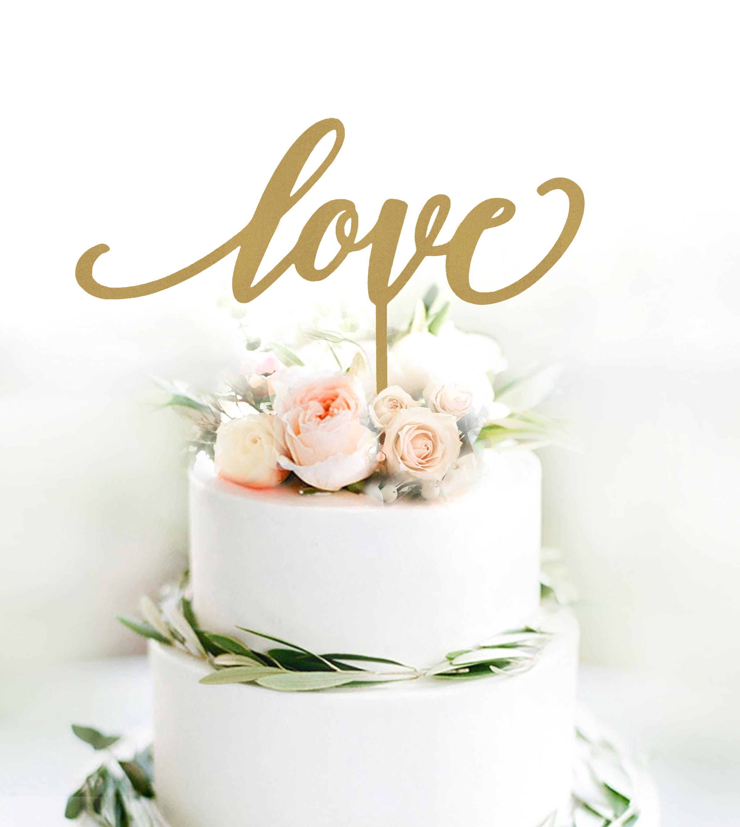 Rose Gold Love Cake Toppers, LOVE, Wedding Cake Topper, Glitter Cake ...