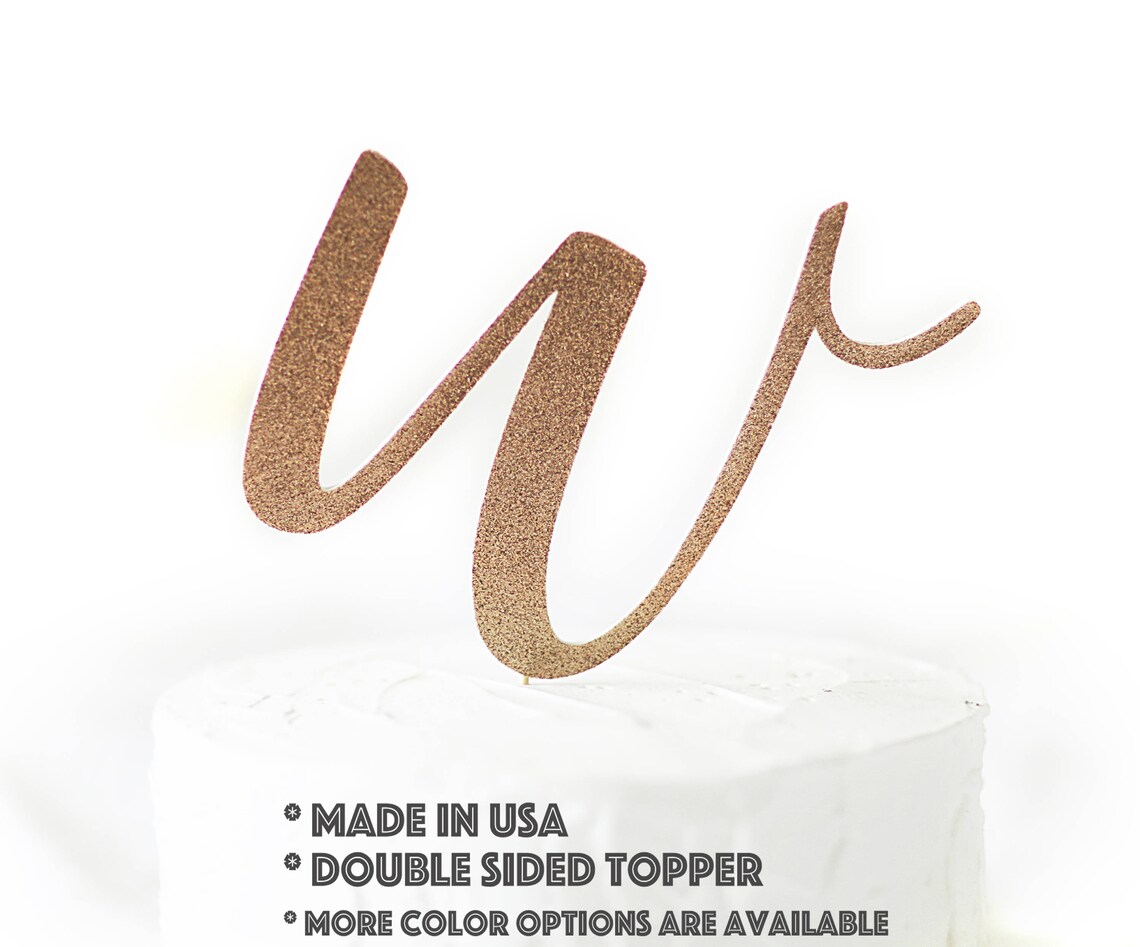 Calligraphic Font Glitter Cake Topper,personalized Monogram Topper ...