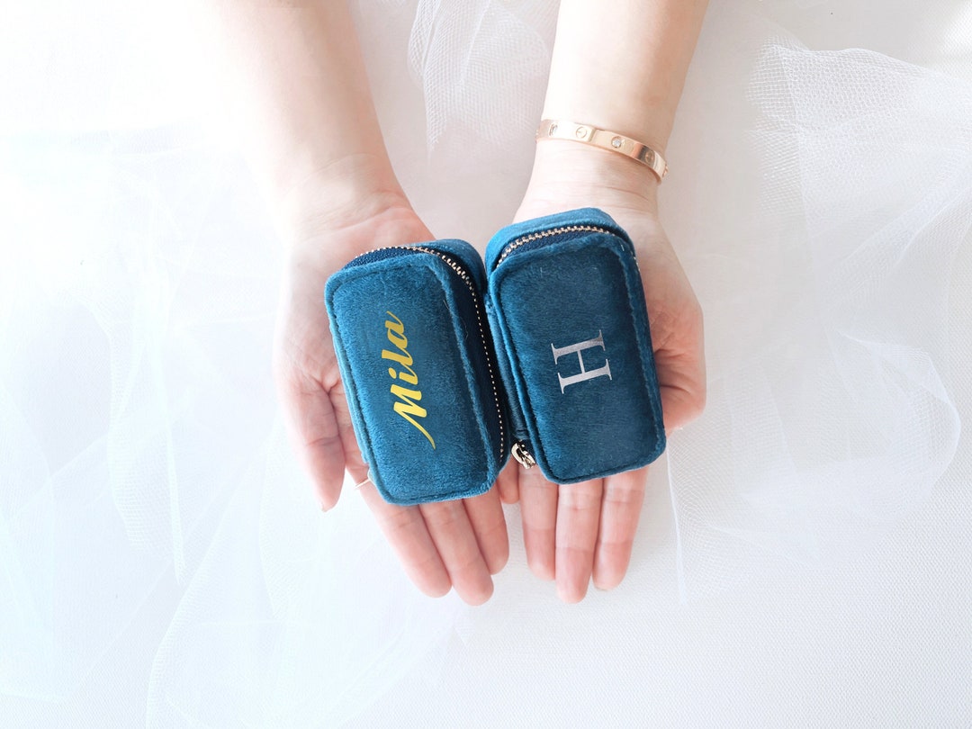 Small Rectangular Travel Jewelry Case • Handy Organizer • Mini Rings ...