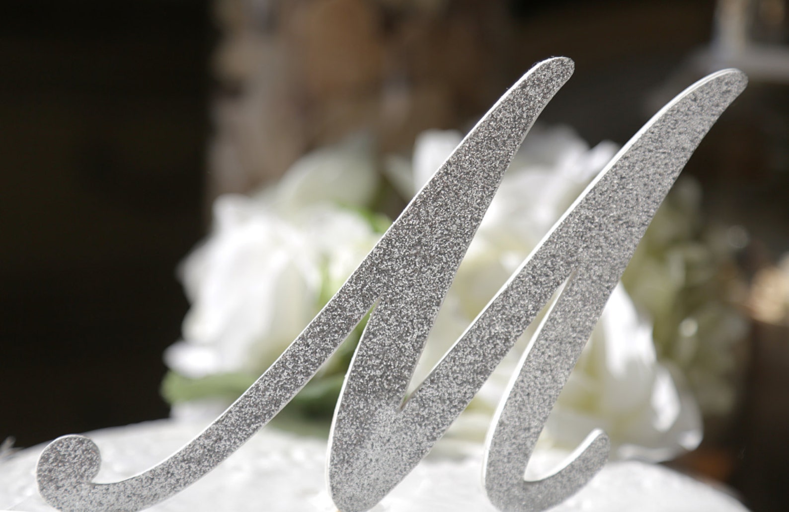Monogram Glitter Cake Toppersilver Monogram Cake Toppers - Etsy