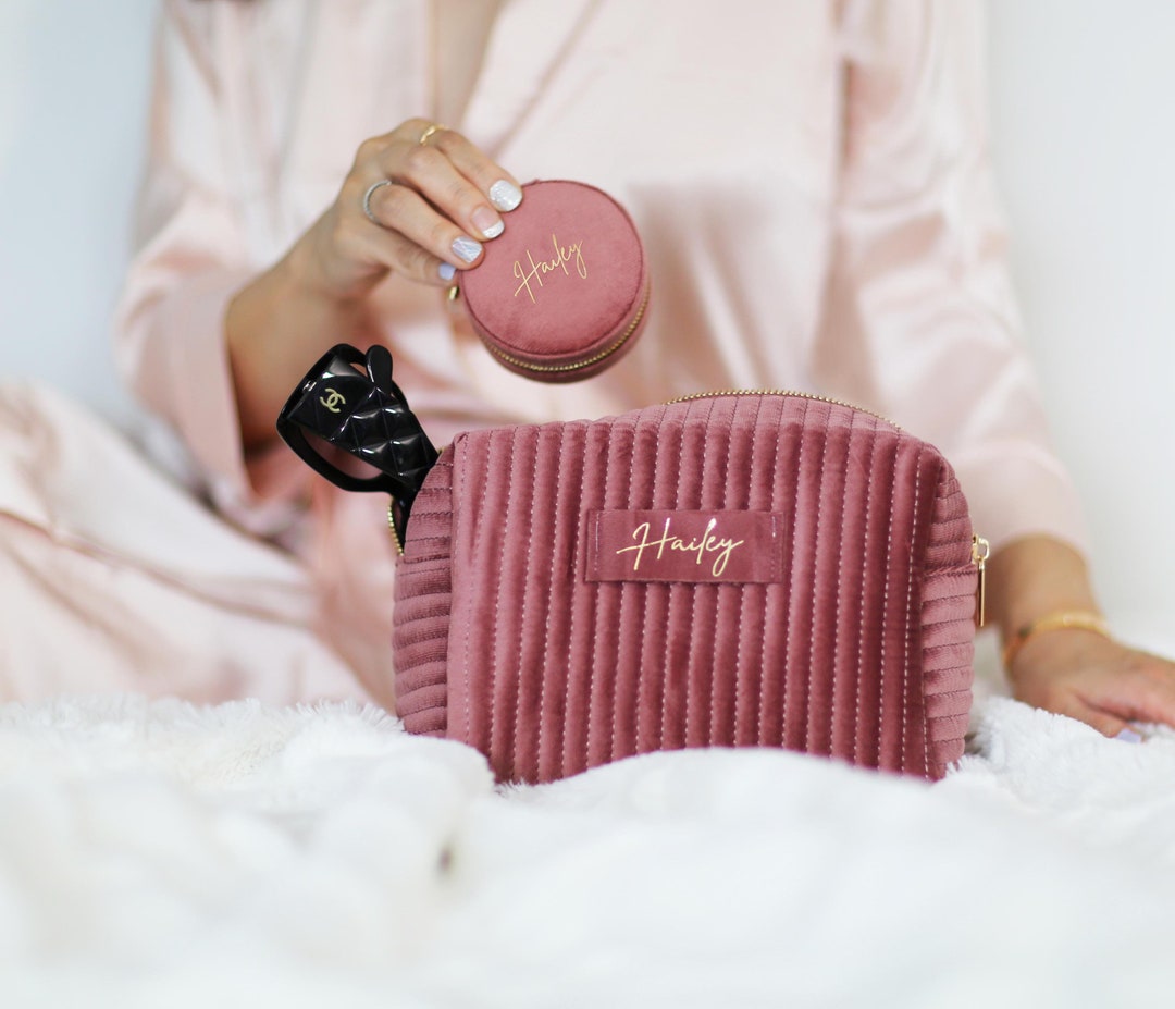 Custom Velvet Makeup Bag, Travel Velvet Toiletry Bag, Bridesmaid Gifts ...