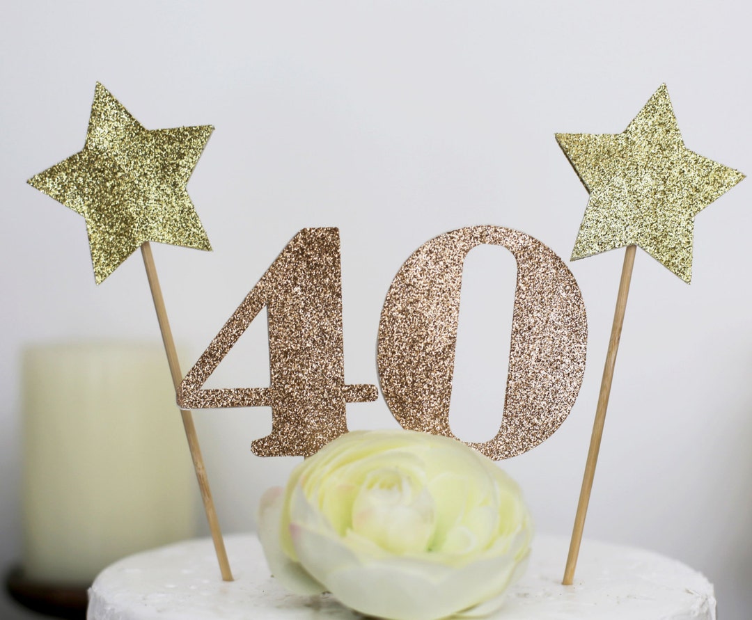 40 Cake Topper,glitter Cake Toppers, 40th Birthday Party Decoration ...