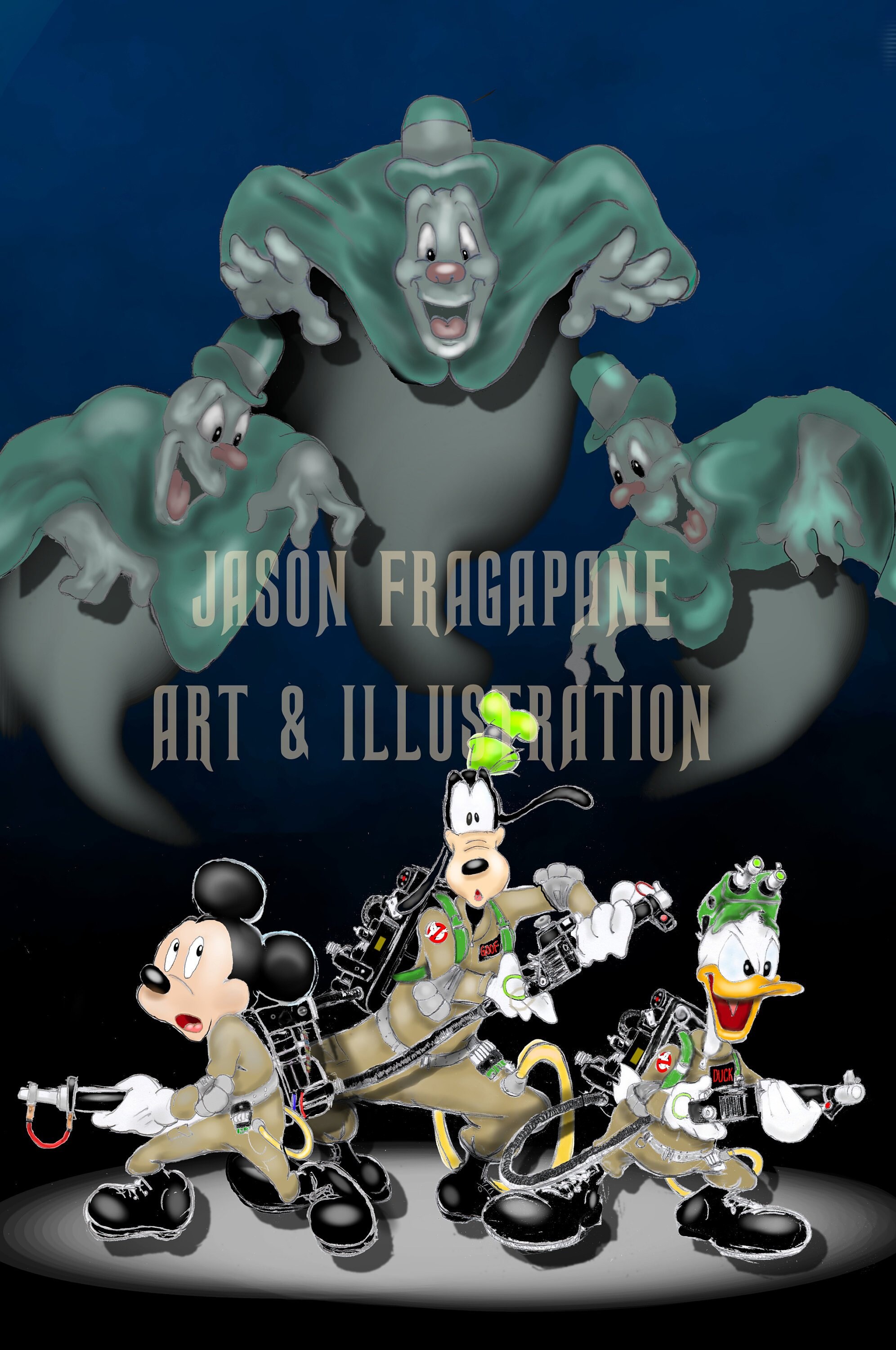 DISNEY Mickey Mouse Donald Duck Goofy GHOSTBUSTERS Lonesome Ghosts Fan ...