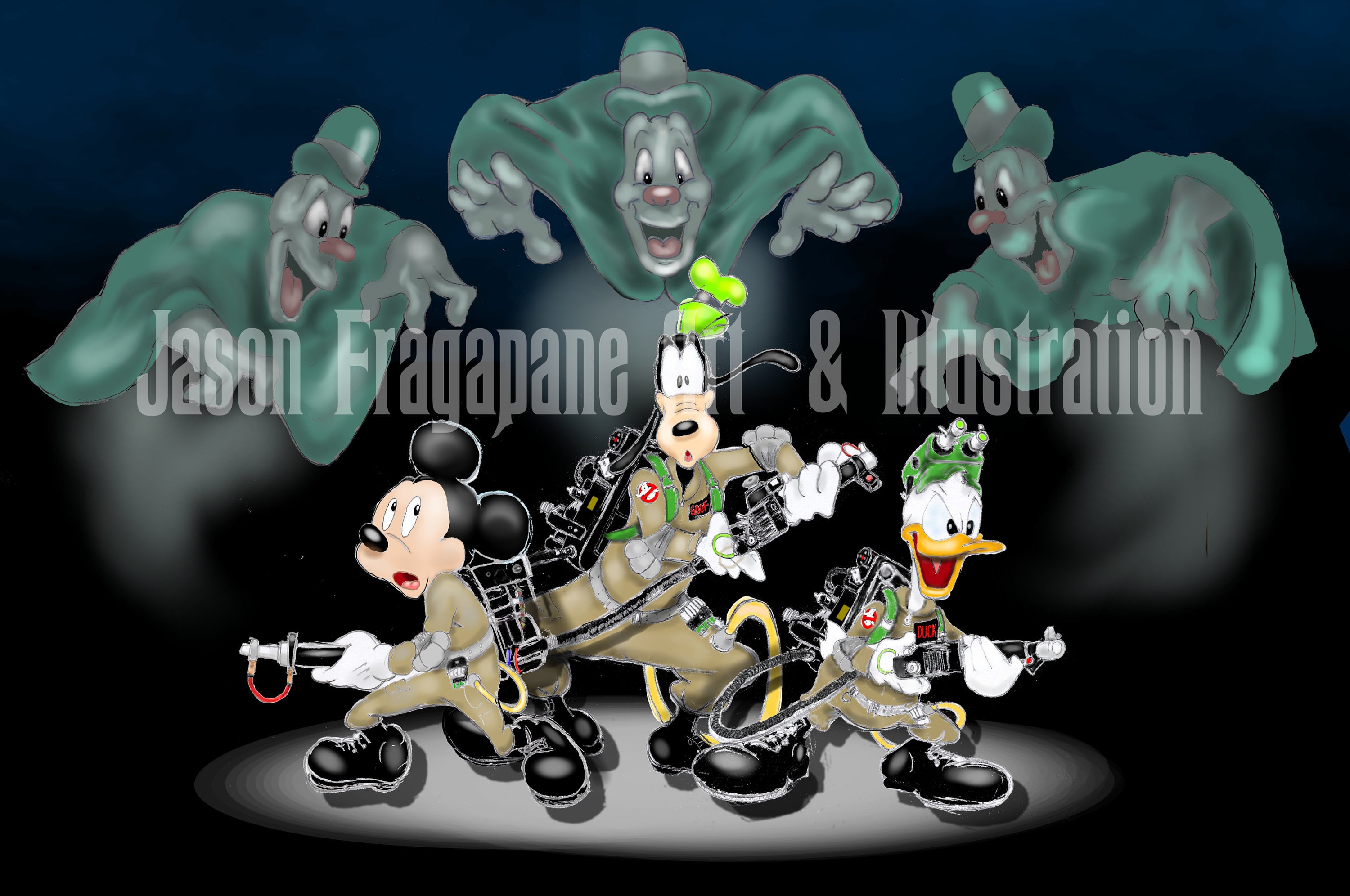 DISNEY Mickey Mouse Donald Duck Goofy GHOSTBUSTERS Lonesome Ghosts Fan ...