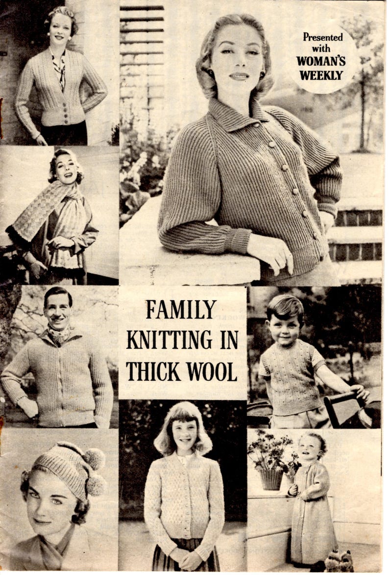 Family Knitting Book in Thick Wool 1950s PDF - Etsy