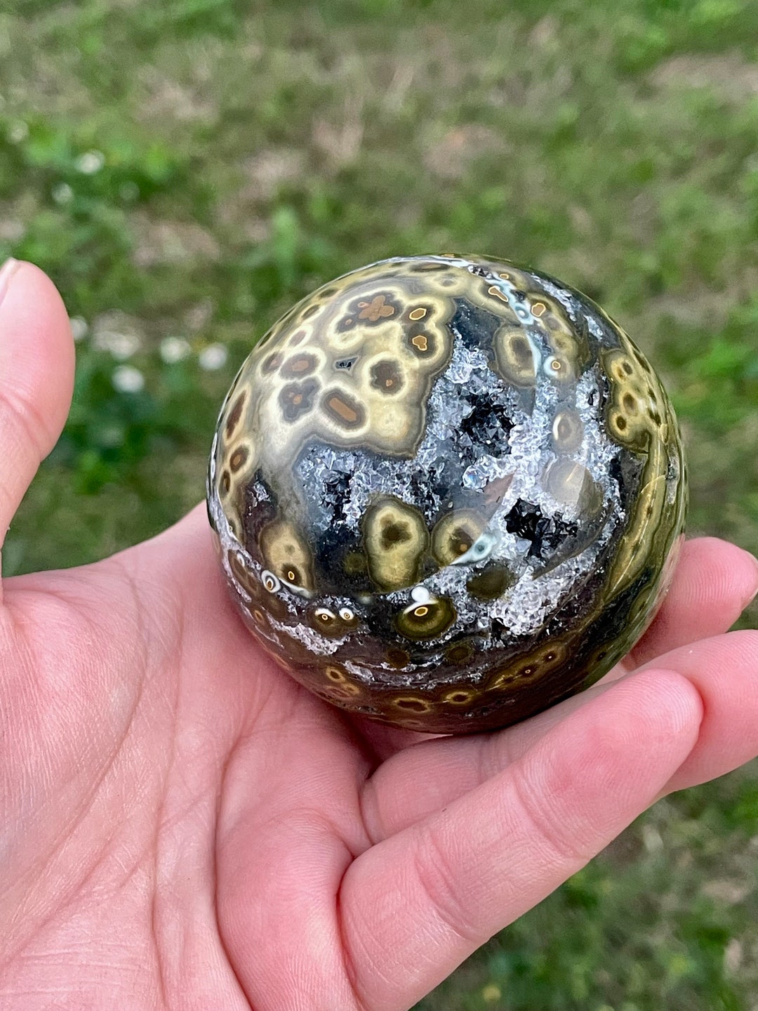 Gorgeous Druzy Ocean Jasper Sphere From Madagascar Ocean Crystals ...