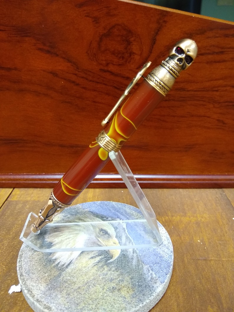 Skull Pen Made From Hellfire Acrylic - Etsy