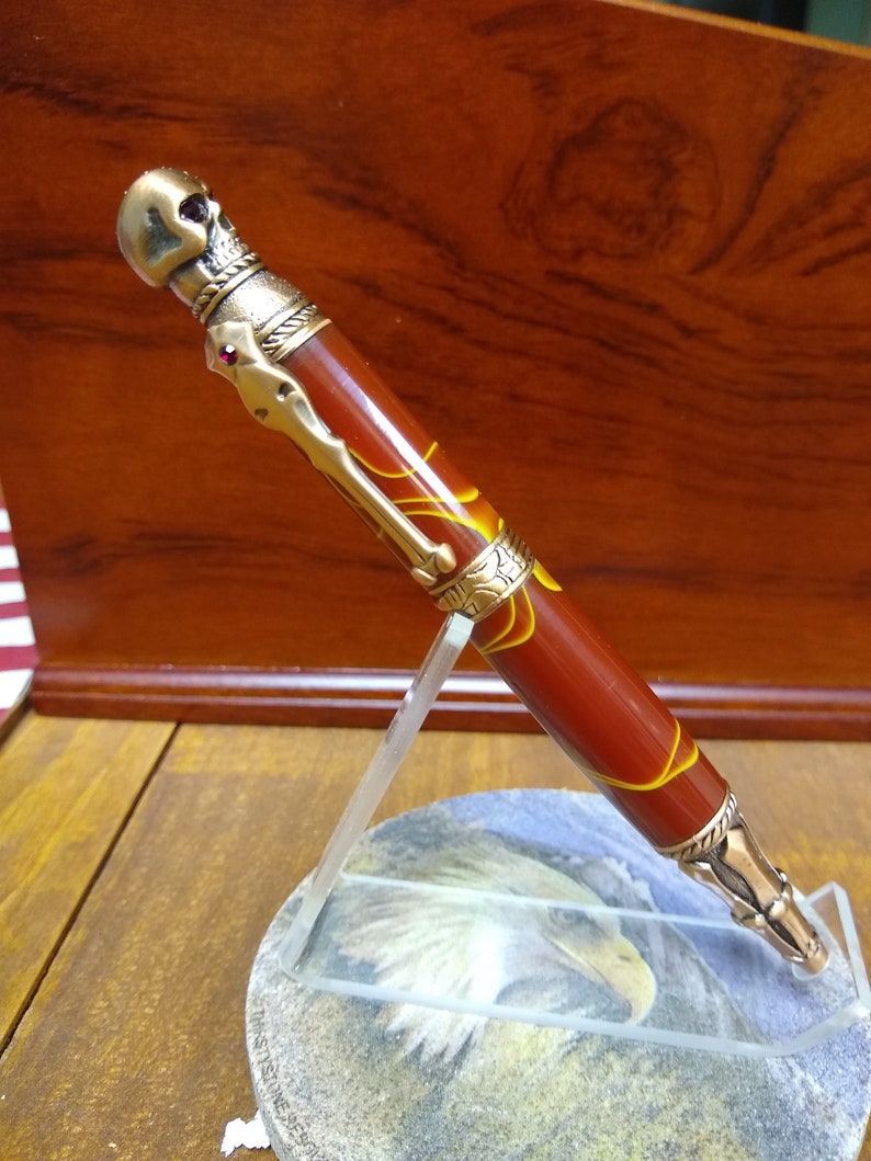 Skull Pen Made From Hellfire Acrylic - Etsy