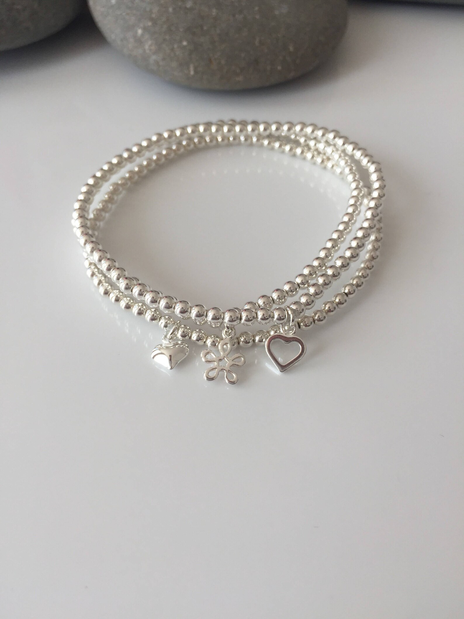 Sterling Silver Stacking Bracelets. Set of 3. Delicate - Etsy UK