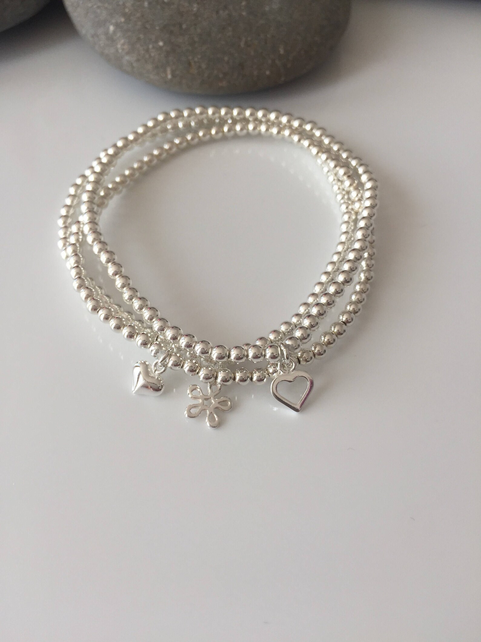 Sterling Silver Stacking Bracelets. Set of 3. Delicate - Etsy UK