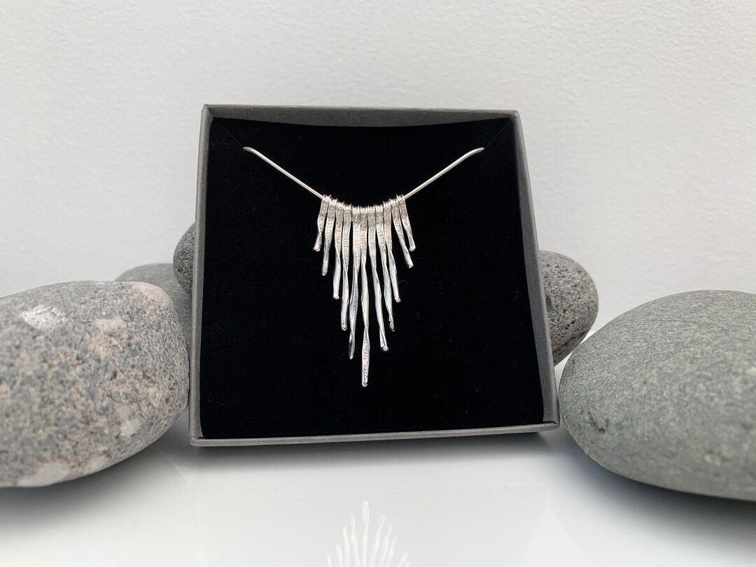 Sterling Silver Statement Necklace. Silver Waterfall Necklace. Silver ...