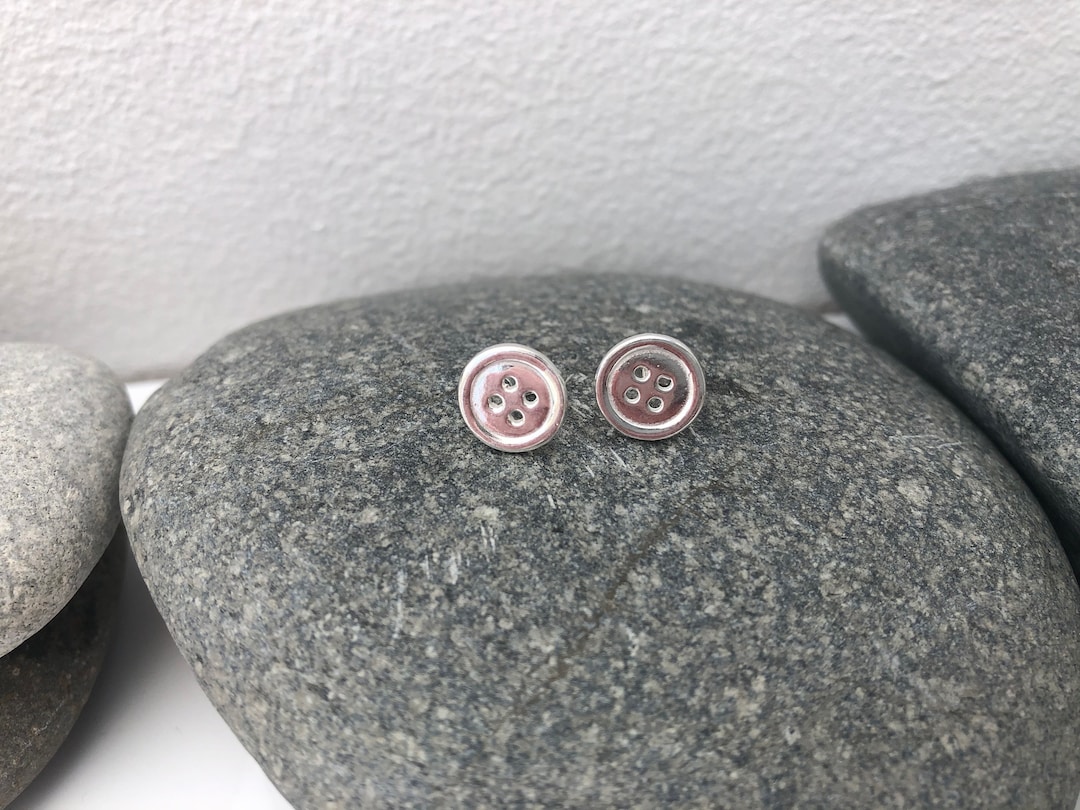 Sterling Silver Button Stud Earrings. Silver Button Earrings. Button ...