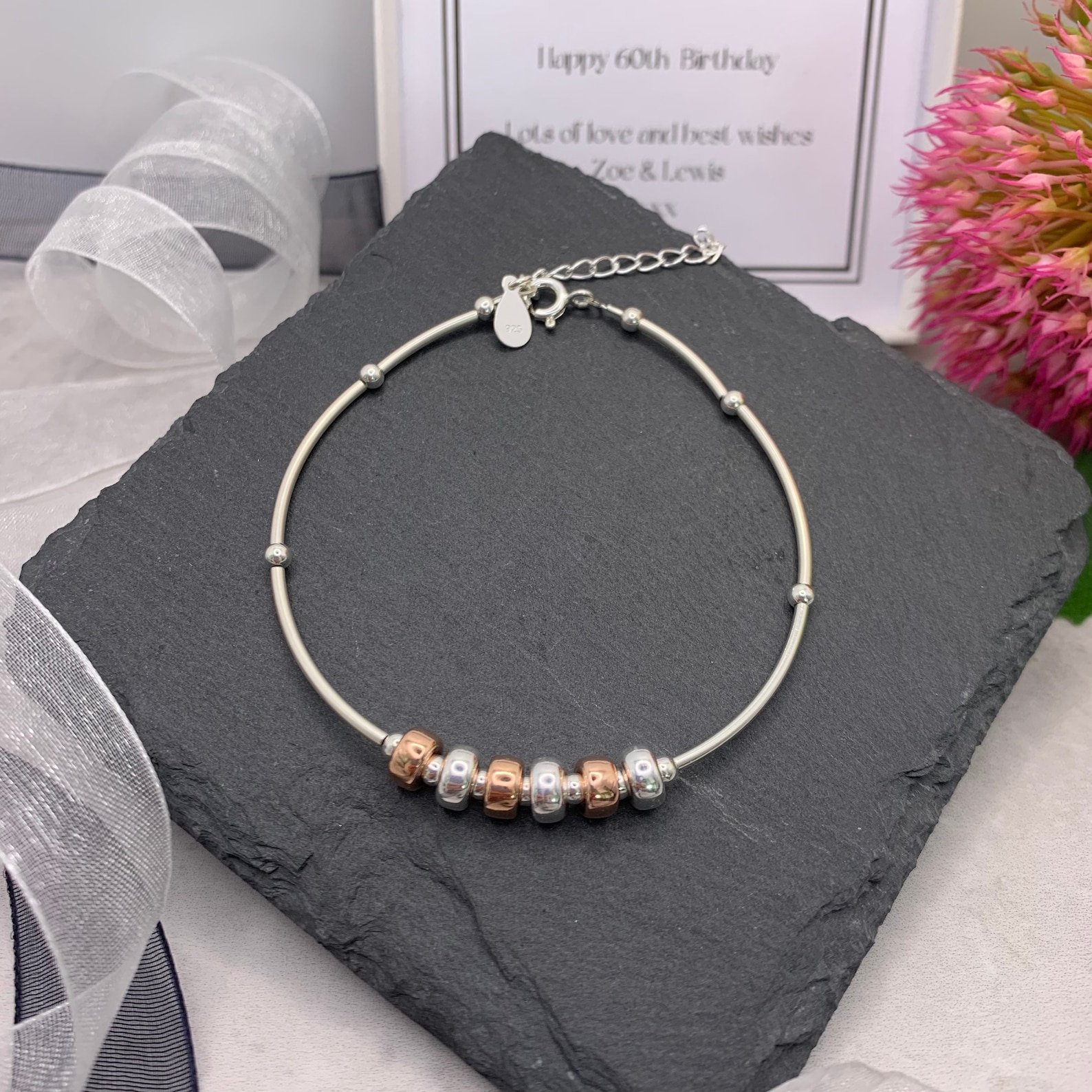 Silver 60th Birthday Bracelet. 60th Birthday Bracelet. 60th | Etsy