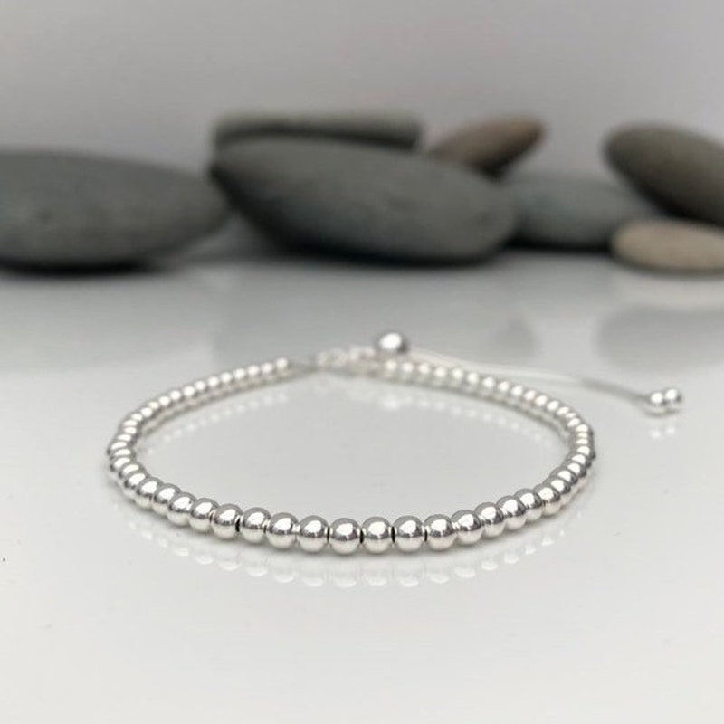 Silver Bead Bracelet - Etsy