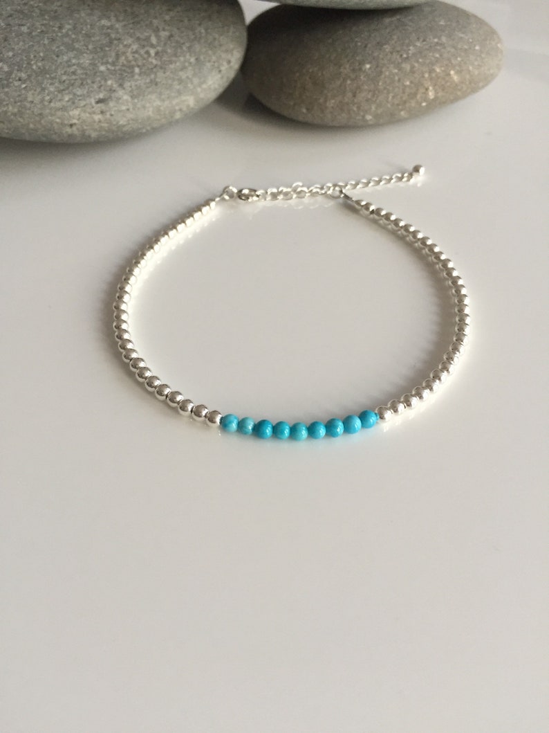 Silver And Turquoise Anklet Turquoise Ankle Bracelet Etsy