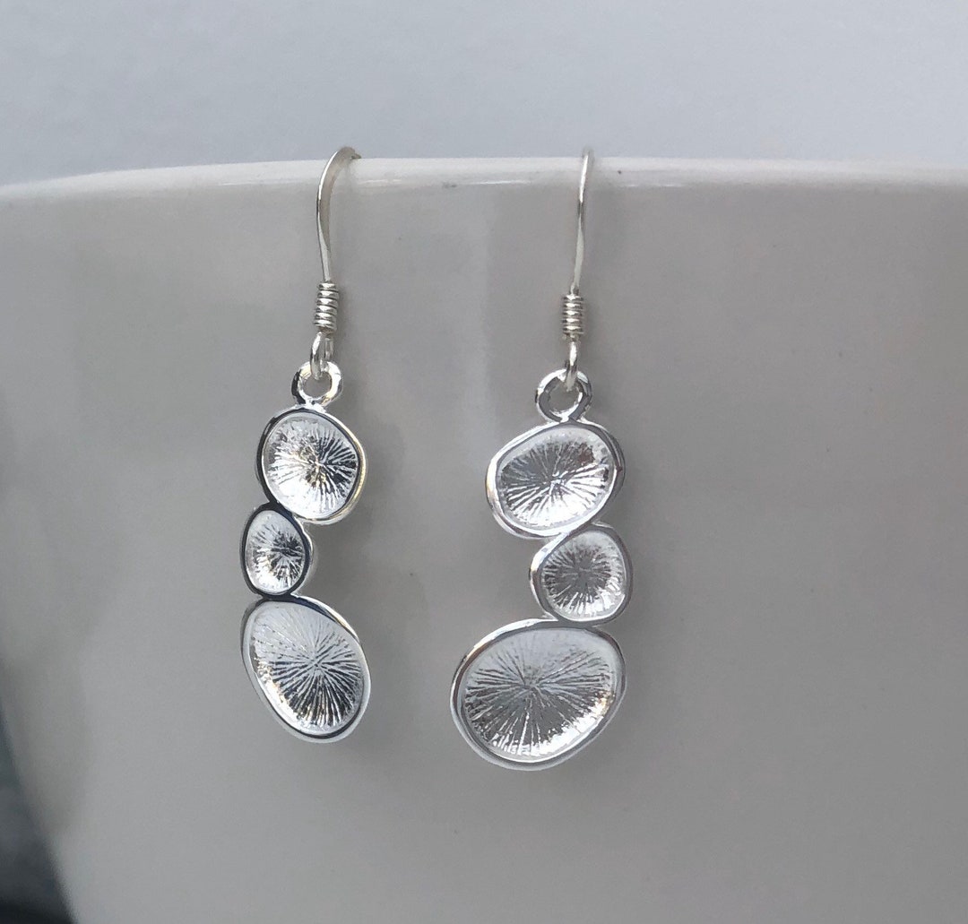 Sterling Silver Pebble Earrings. Silver Dangle Pebble - Etsy