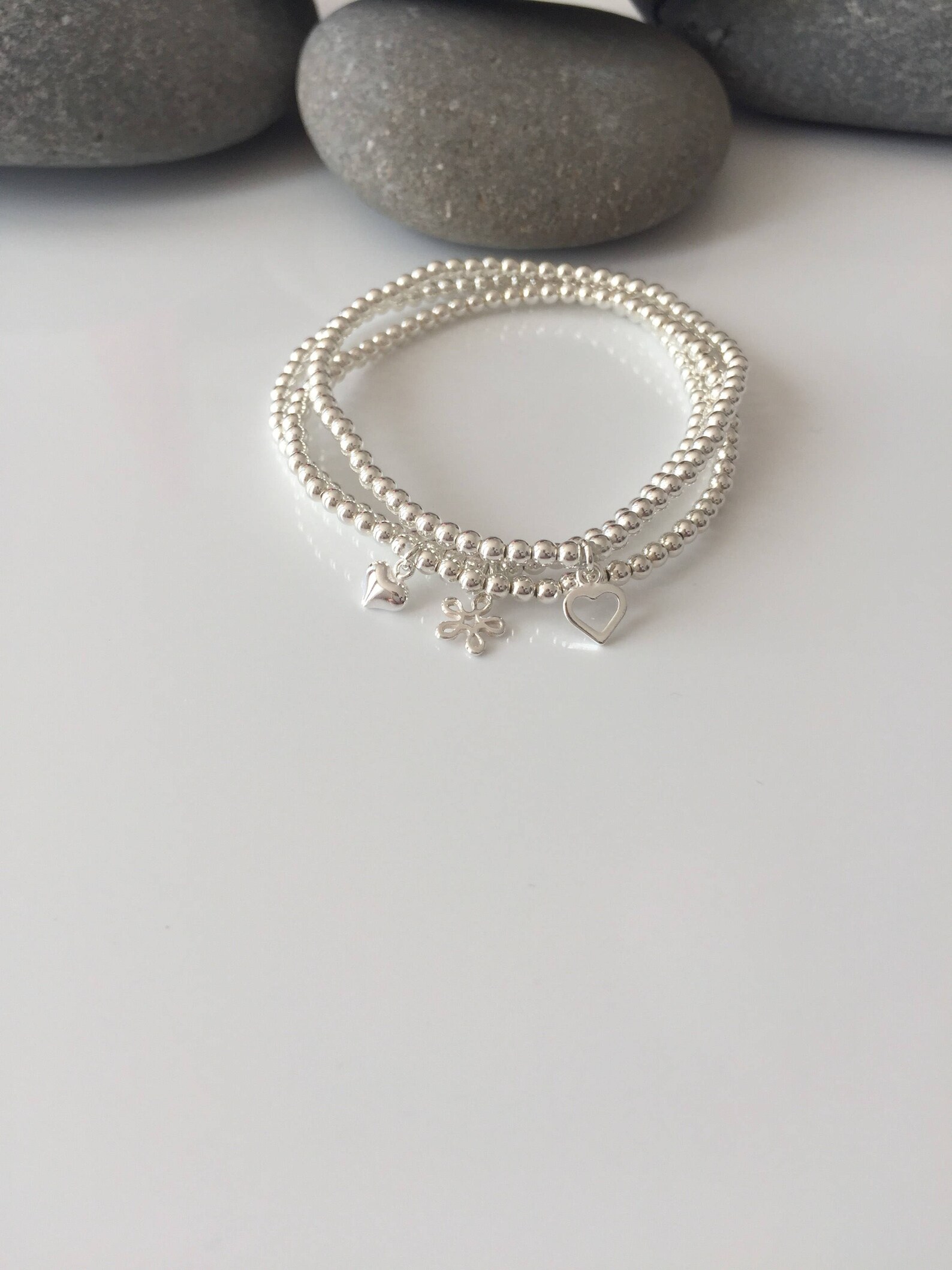 Sterling Silver Stacking Bracelets. Set of 3. Delicate - Etsy UK