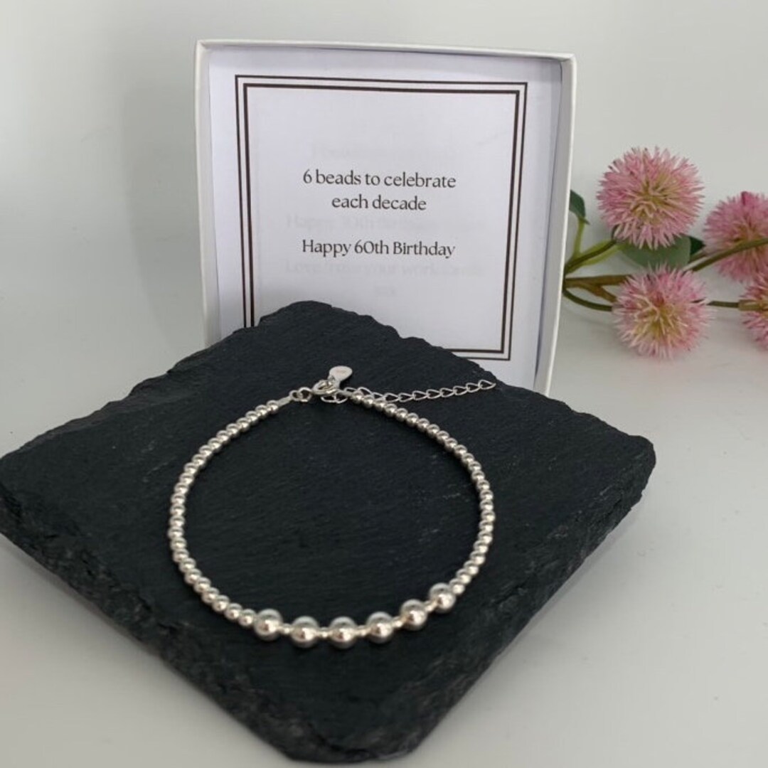 Silver 60th Birthday Bracelet 60 Birthday Gift. 60th Birthday - Etsy