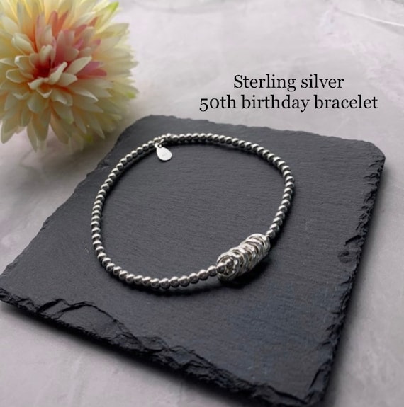 Sterling Silver 50th Bracelet. 50th Birthday Gift. 50th - Etsy