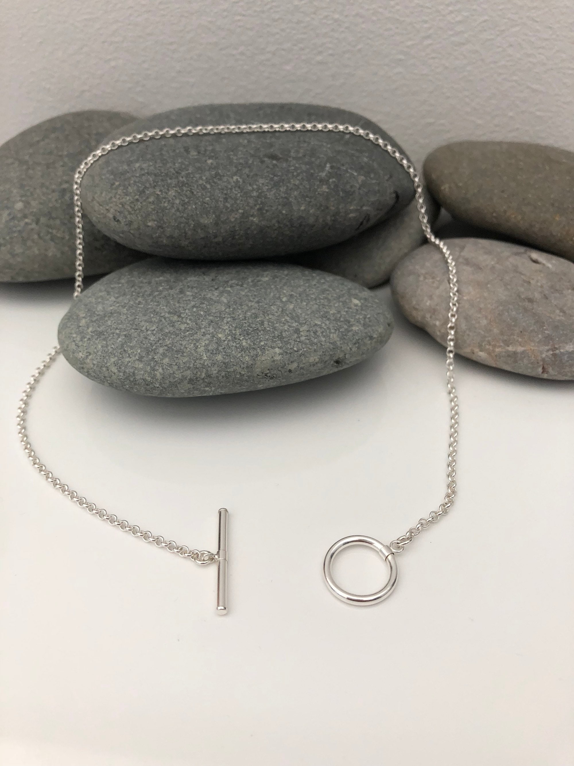 Silver toggle necklace. Toggle neckace. Sterling toggle | Etsy