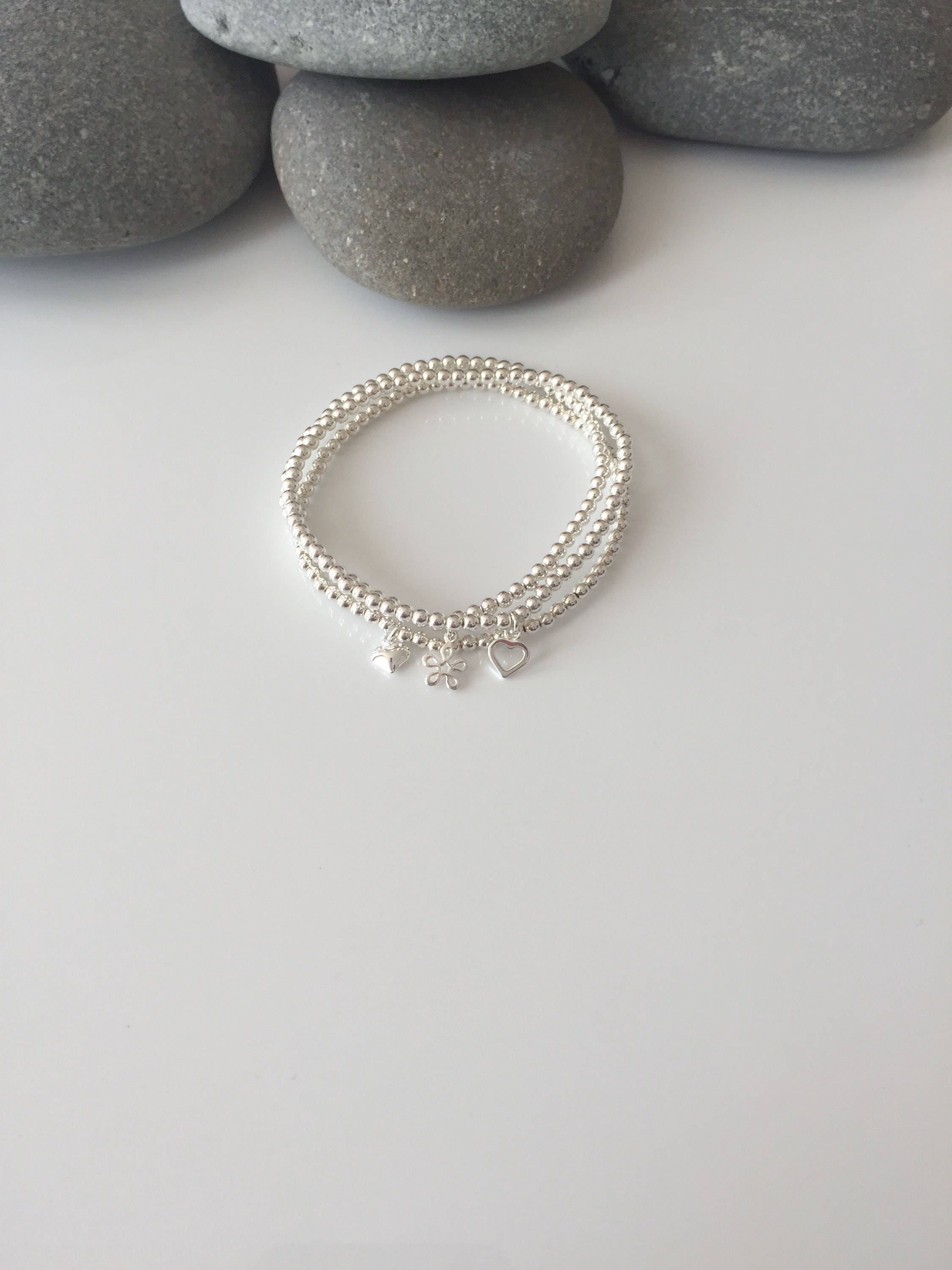Sterling Silver Stacking Bracelets. Set of 3. Delicate - Etsy UK