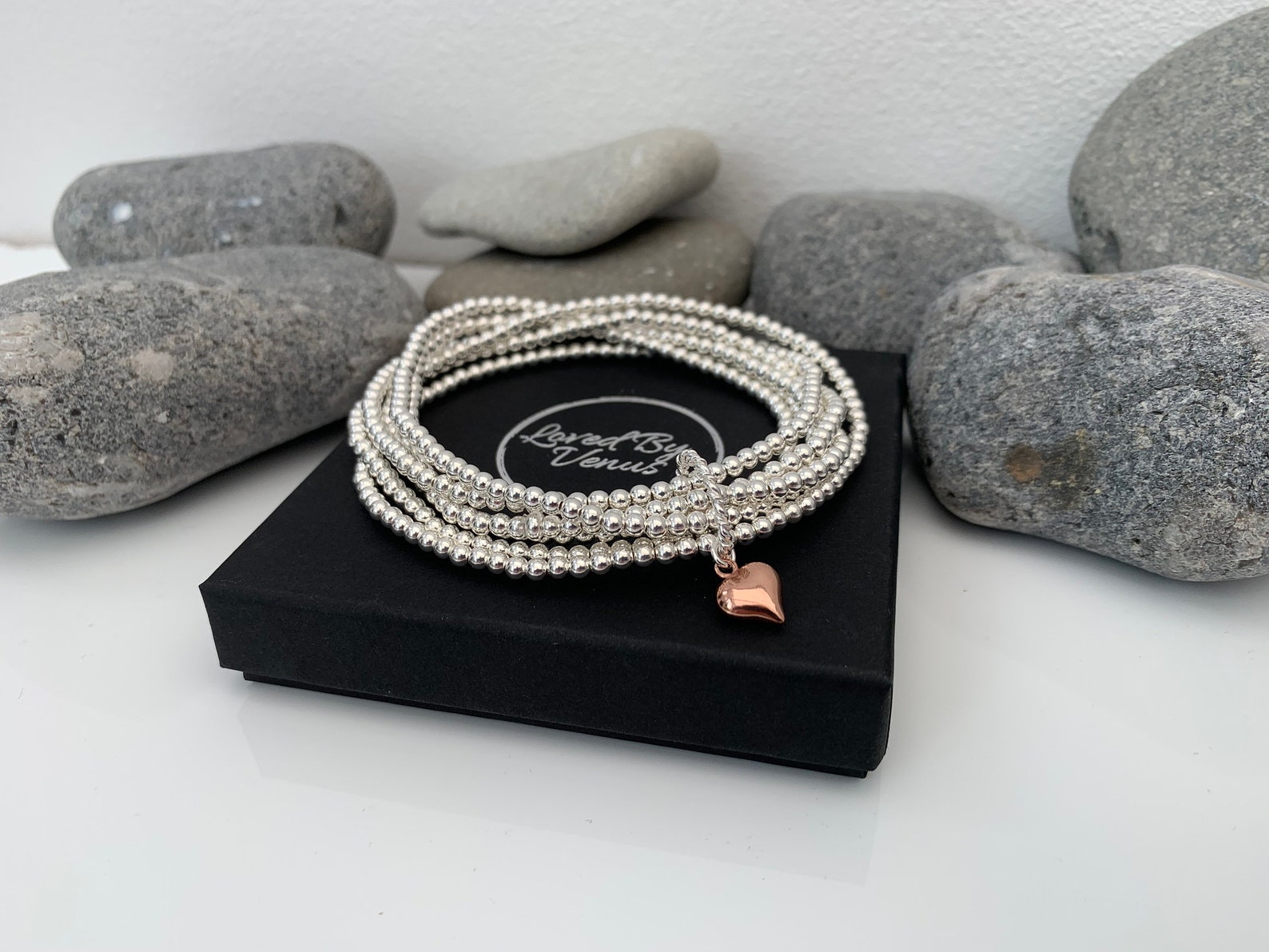 Heart Bracelet. Sterling Silver Layered Bracelet. Stacking Bracelets ...