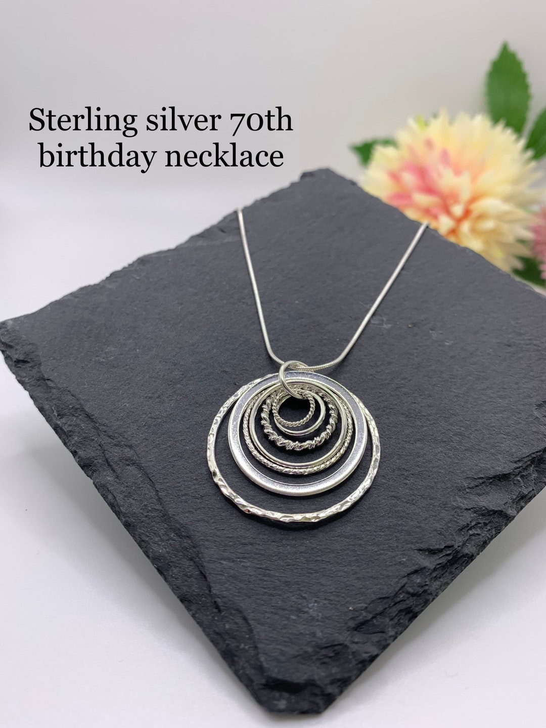 Sterling Silver 70th Necklace. 70th Gift for Her. 70th Birthday ...