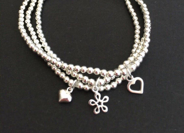 Sterling Silver Stacking Bracelets. Set of 3. Delicate - Etsy UK