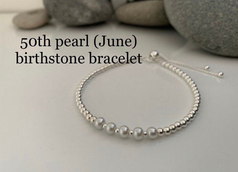 Silver 50th Birthday Bracelet. 50 Birthday Gift. 50th Gift for - Etsy UK