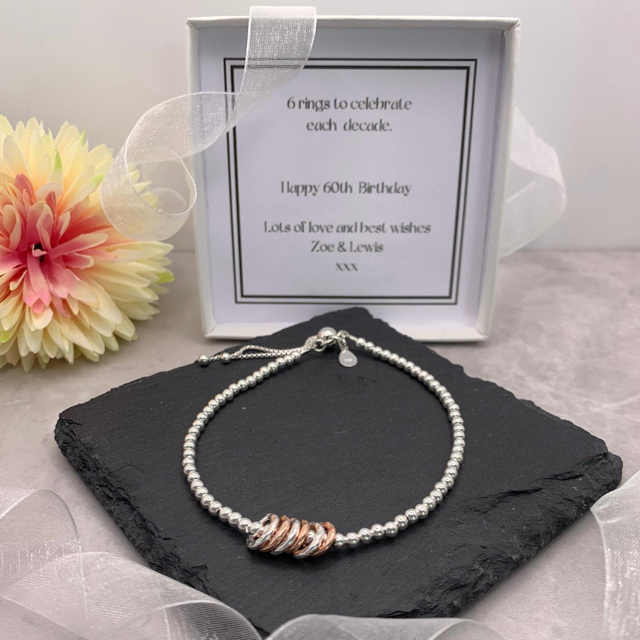 Silver 60th Birthday Bracelet. 60 Birthday Gift. 60th Birthday Bracelet ...
