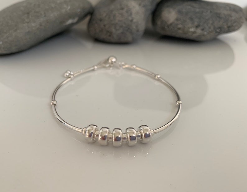 Silver 50th Birthday Bracelet. 50th Birthday Gift for Her. 5 Ring ...