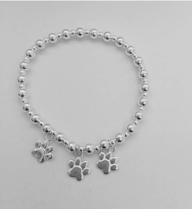 Sterling silver paw print bracelet. Sterling silver dog | Etsy
