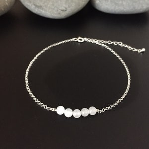 White Gemstone Anklet. White Jade Ankle Bracelet. Gemstone Beaded Ankle ...