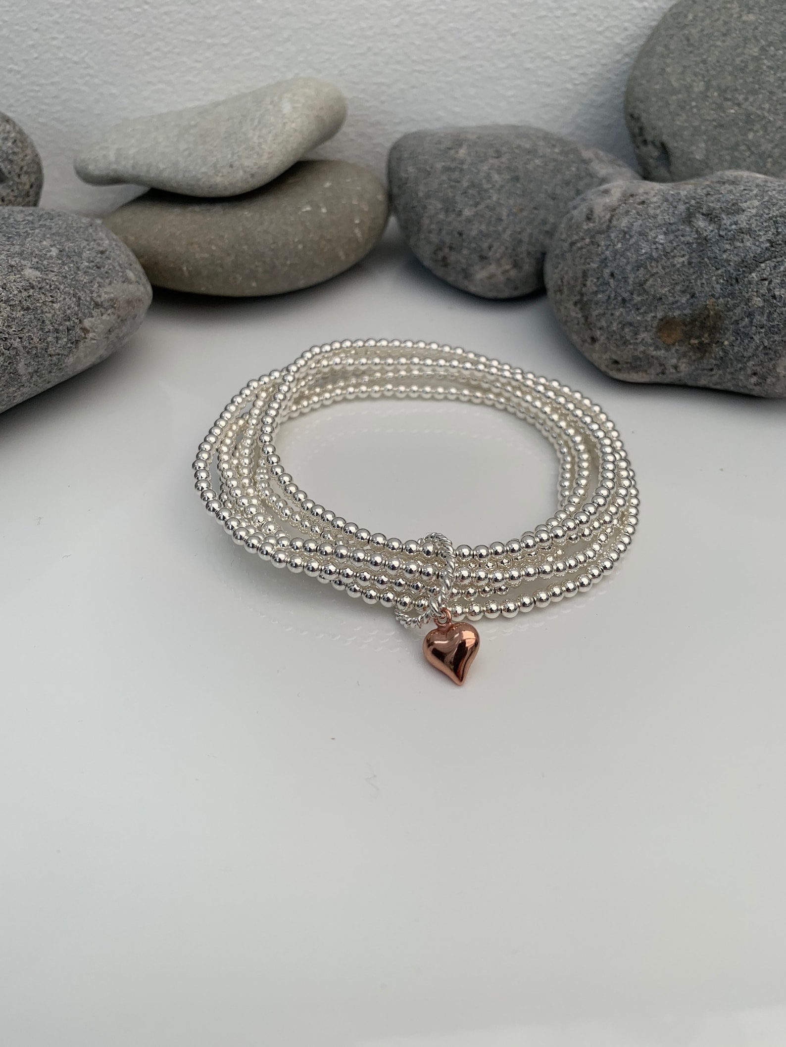 Heart Bracelet. Sterling Silver Layered Bracelet. Stacking Bracelets ...