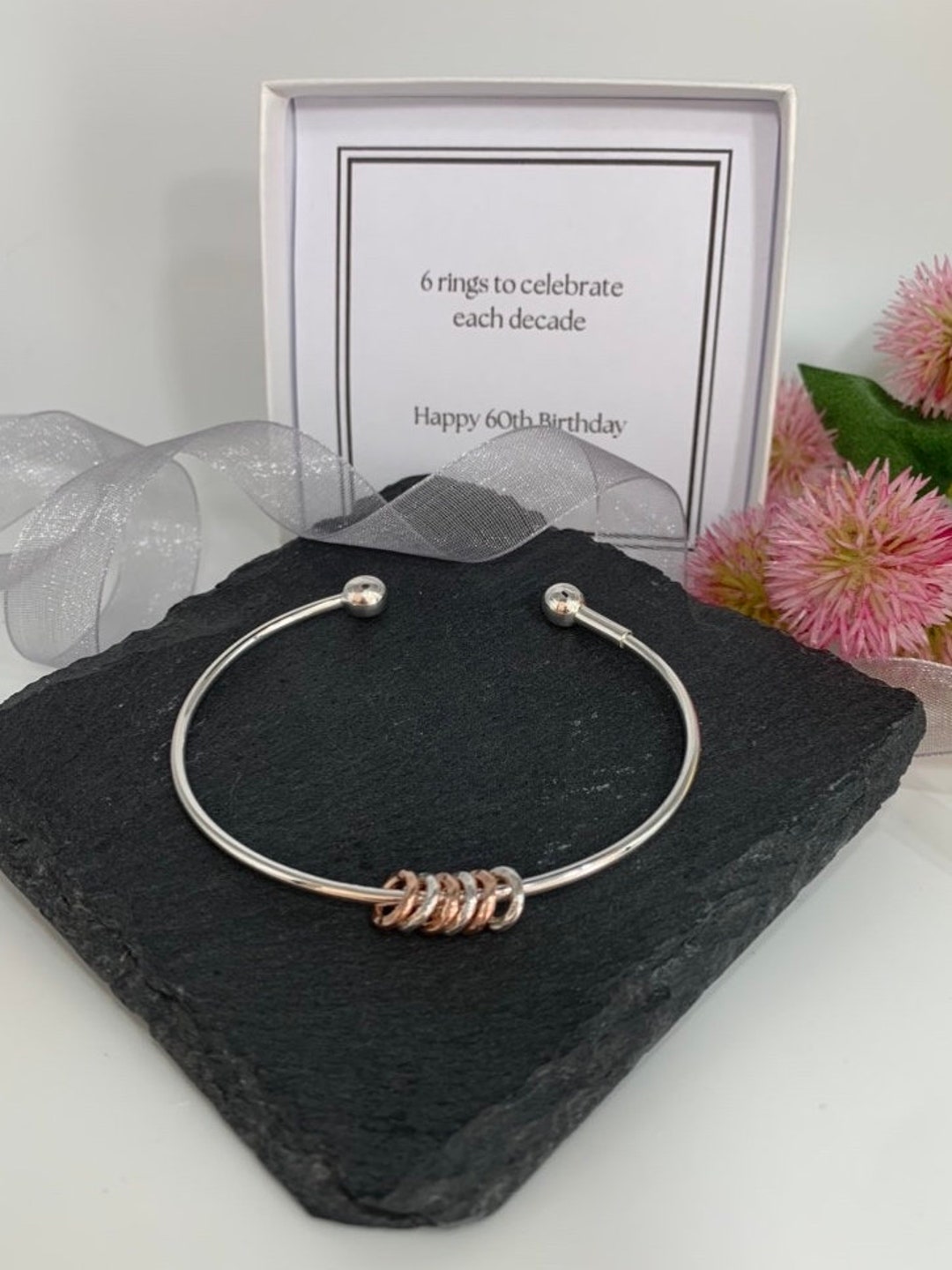 Silver 60th Birthday Bracelet 60 Birthday Gift. 60th Birthday Gift for ...