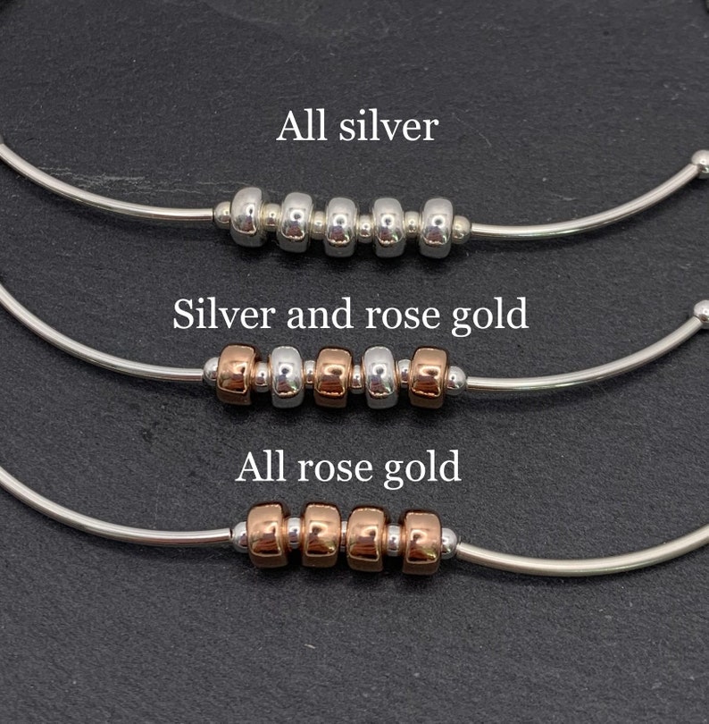 Silver 50th Birthday Bracelet. 50th Birthday Gift for Her. 5 Ring ...