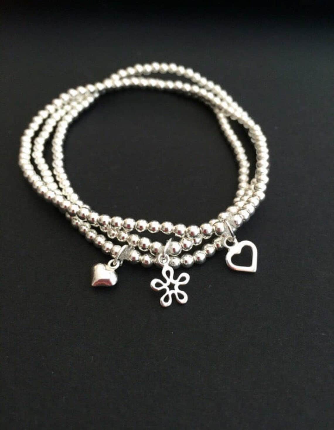 Sterling Silver Stacking Bracelets. Set of 3. Delicate - Etsy UK