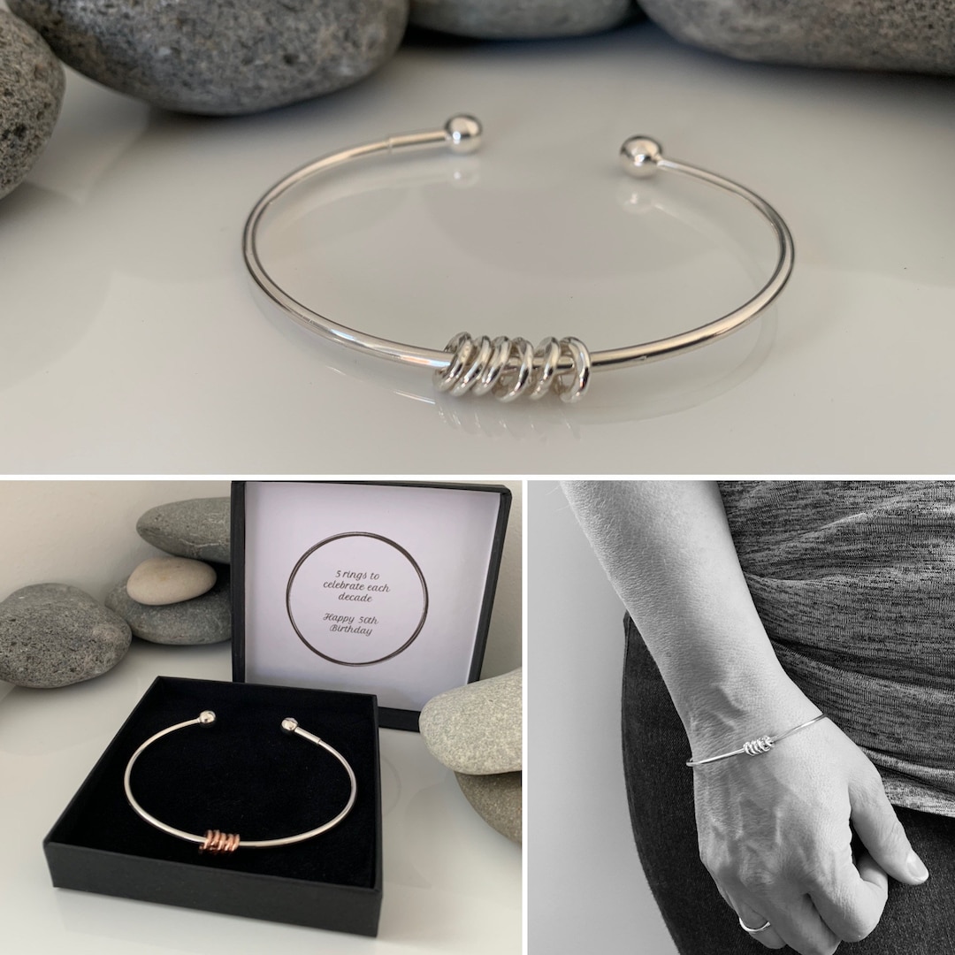 Silver 50th Birthday Bracelet 50 Birthday Gift. 50th Birthday Gift for ...