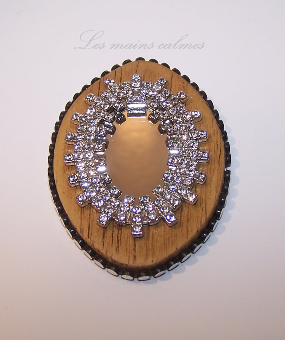 Miniature Wooden and Rhinestone Wall Mirror handmade mine - Etsy